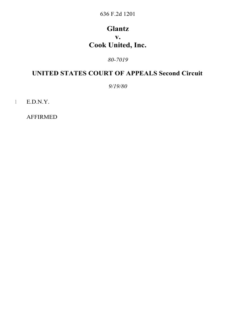 Glantz v. Cook United, Inc, 636 F.2d 1201, 2d Cir. (1980) | PDF