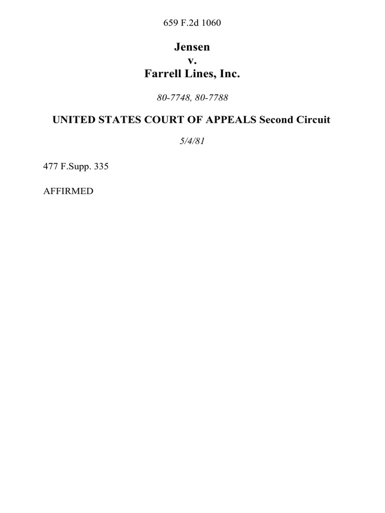 Jensen v. Farrell Lines, Inc, 659 F.2d 1060, 2d Cir. (1981) | PDF