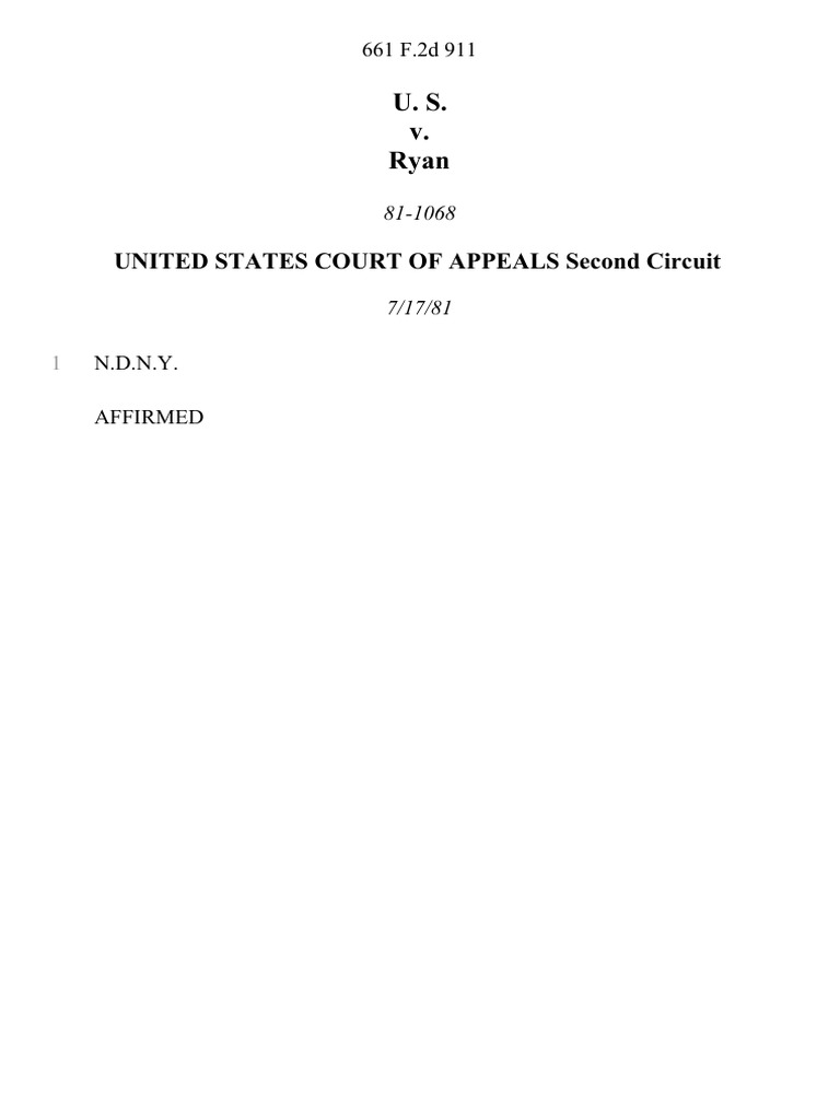 United States v. Ryan, 661 F.2d 911, 2d Cir. (1981) | PDF