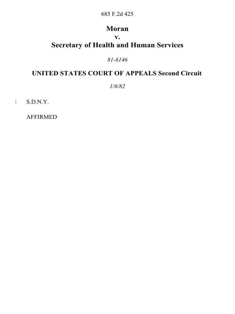 Moran v. Secretary of Health and Human Services, 685 F.2d 425, 2d Cir ...