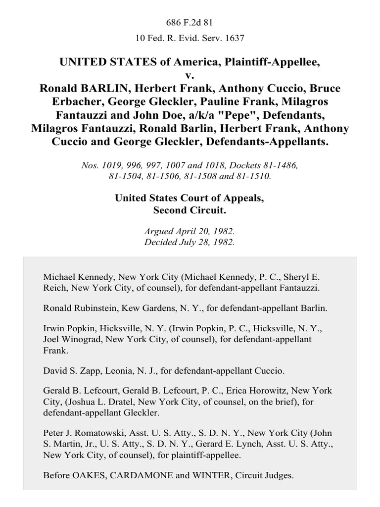 United States v. Ronald Barlin, Herbert Frank, Anthony Cuccio, Bruce ...
