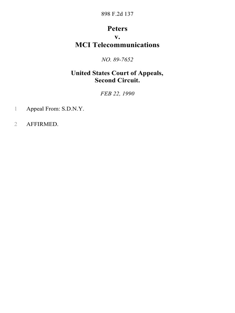 Peters v. MCI Telecommunications, 898 F.2d 137, 2d Cir. (1990) | PDF