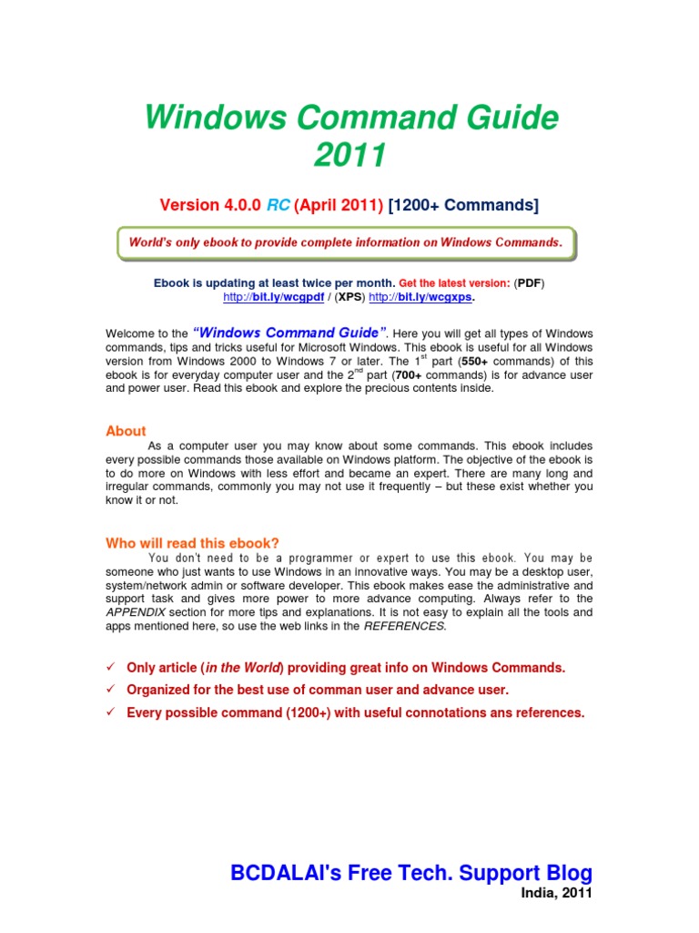 Windows Command Guide 2010 | PDF | Microsoft Windows | Ip Address