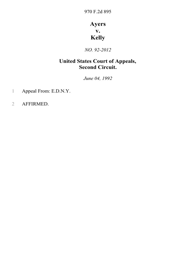Ayers v. Kelly, 970 F.2d 895, 2d Cir. (1992) | PDF