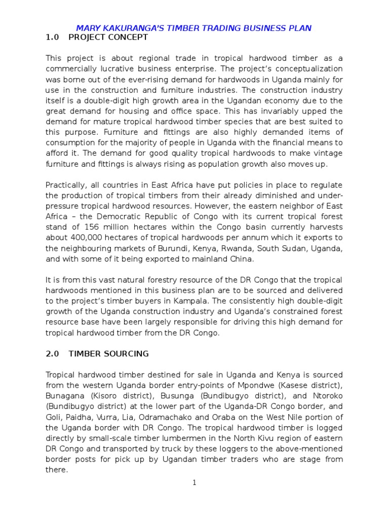 Mary Kakuranga's Timber Trading Business Plan | PDF | Earnings Before ...