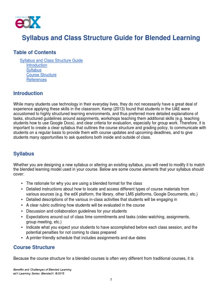 Syllabus and Class Structure Guide For Blended Learning | PDF ...