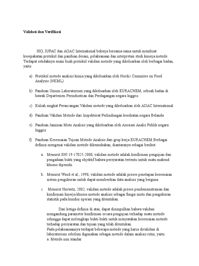 Validasi Dan Verifikasi Metode | PDF