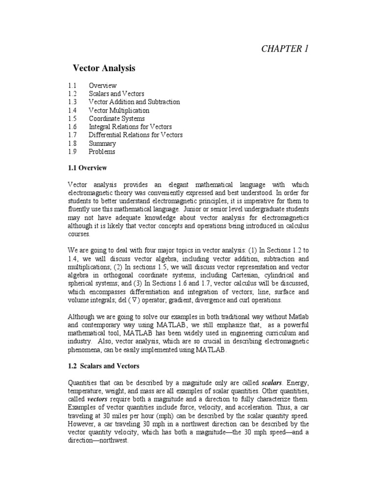 Introduction to Vector Analysis for Electromagnetics | PDF | Euclidean Vector | Vector Calculus