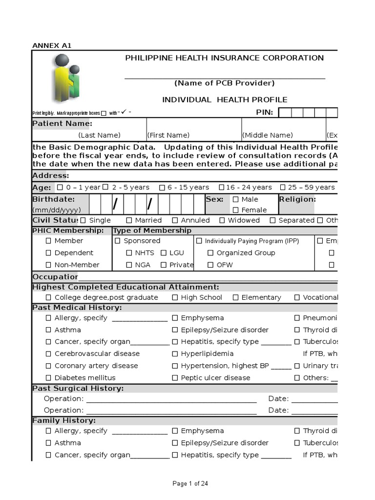 Philhealth Forms | PDF | Menstruation | Physical Examination