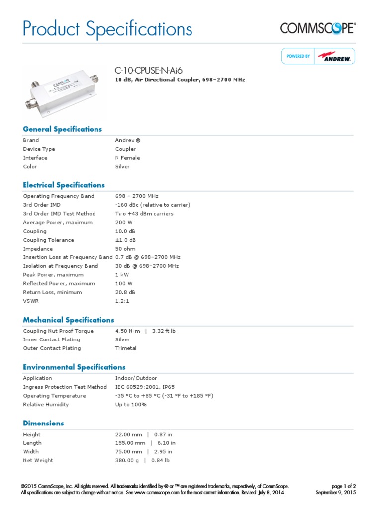 Product Specifications Product Specifications: C C - 10 10 - CPUSE ...