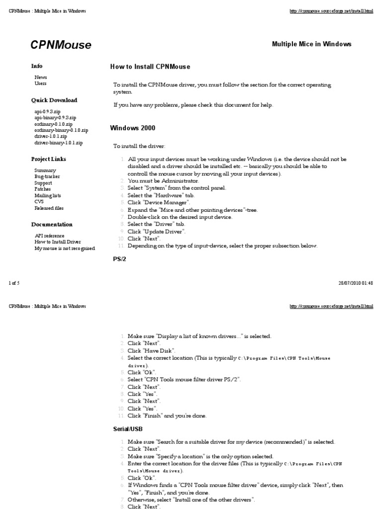 Install CPNMouse Driver for Windows | PDF | Device Driver | Microsoft Windows