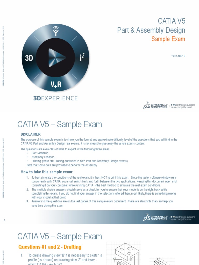 CATIA V5 Part and Assembly - Sample Exam | PDF | Test (Assessment ...
