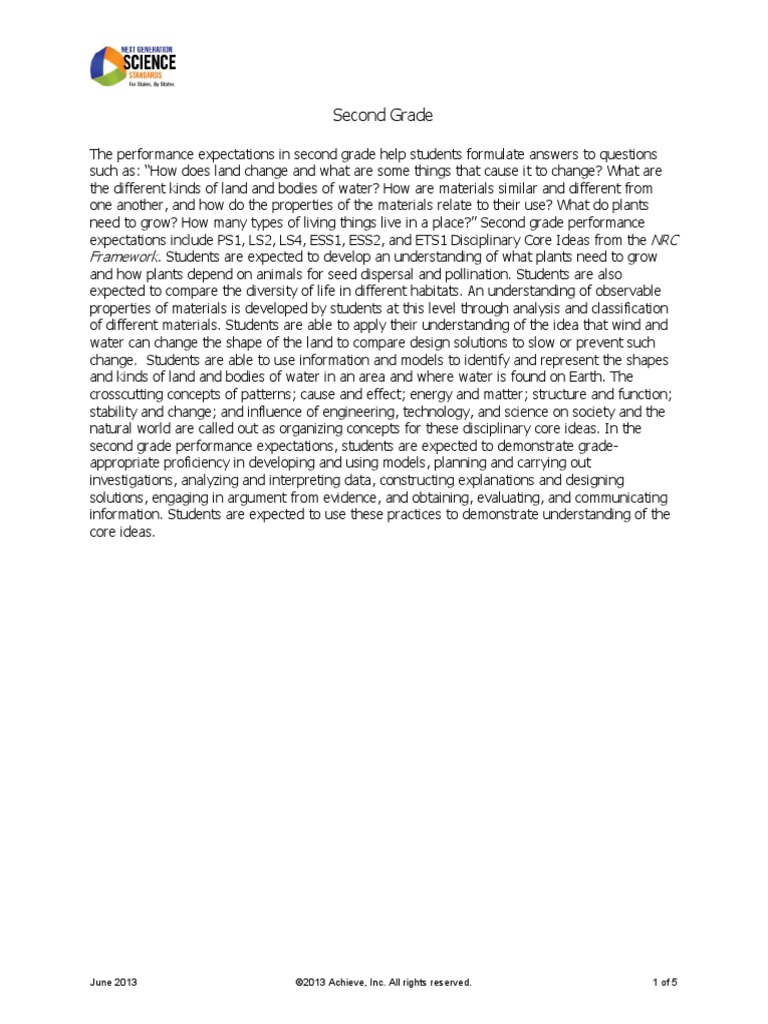 2nd Grade Ngss Standards | PDF | Science Education | Design