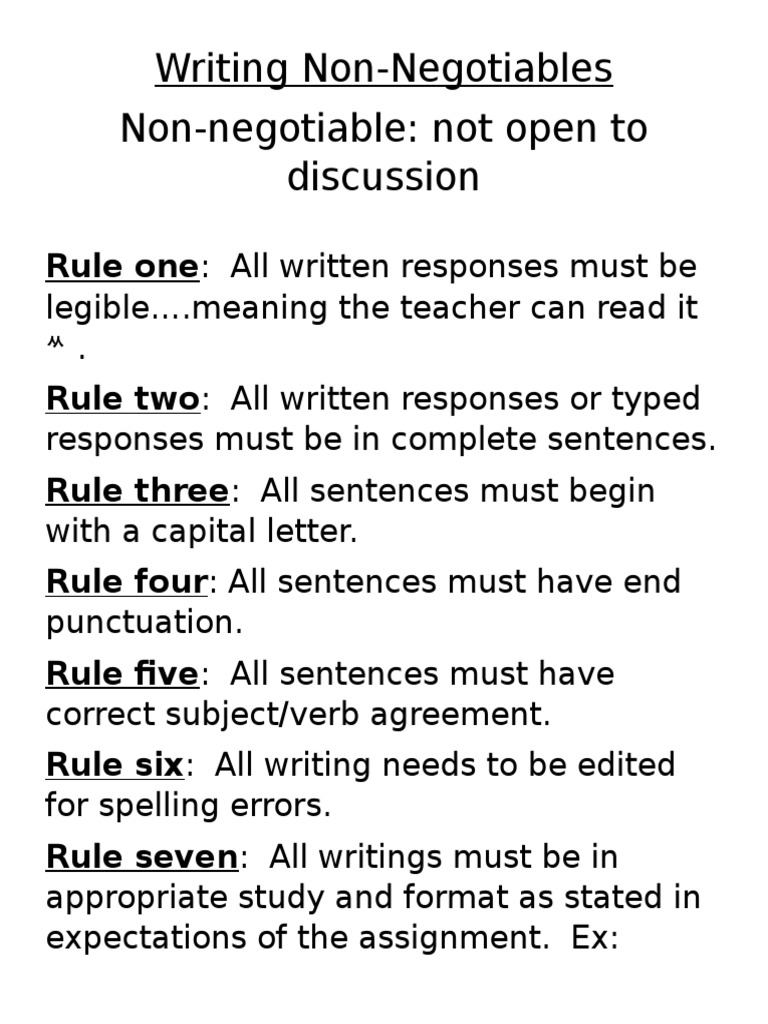 Essential Writing Non-Negotiables | PDF