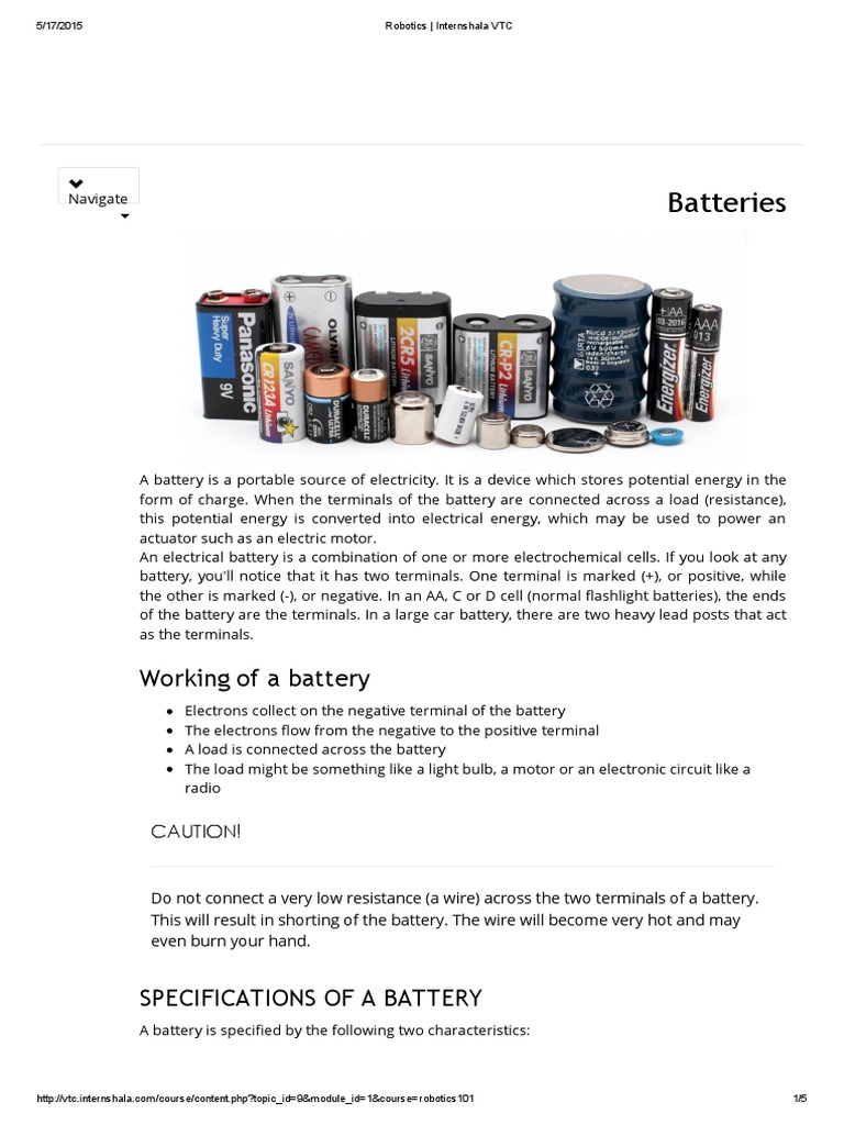 Batteries: Working of A Battery | PDF | Rechargeable Battery | Series ...