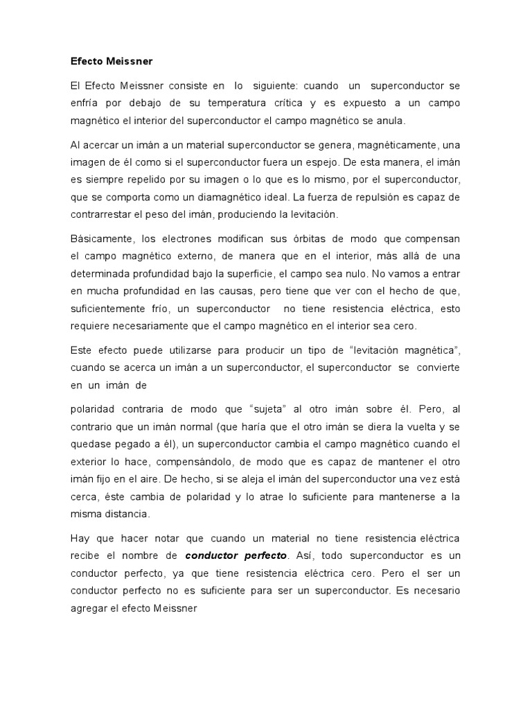 Efecto Meissner | PDF | Superconductividad | Imán