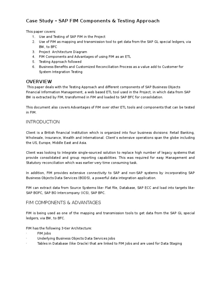 FIM Case Study | Download Free PDF | Information Technology ...