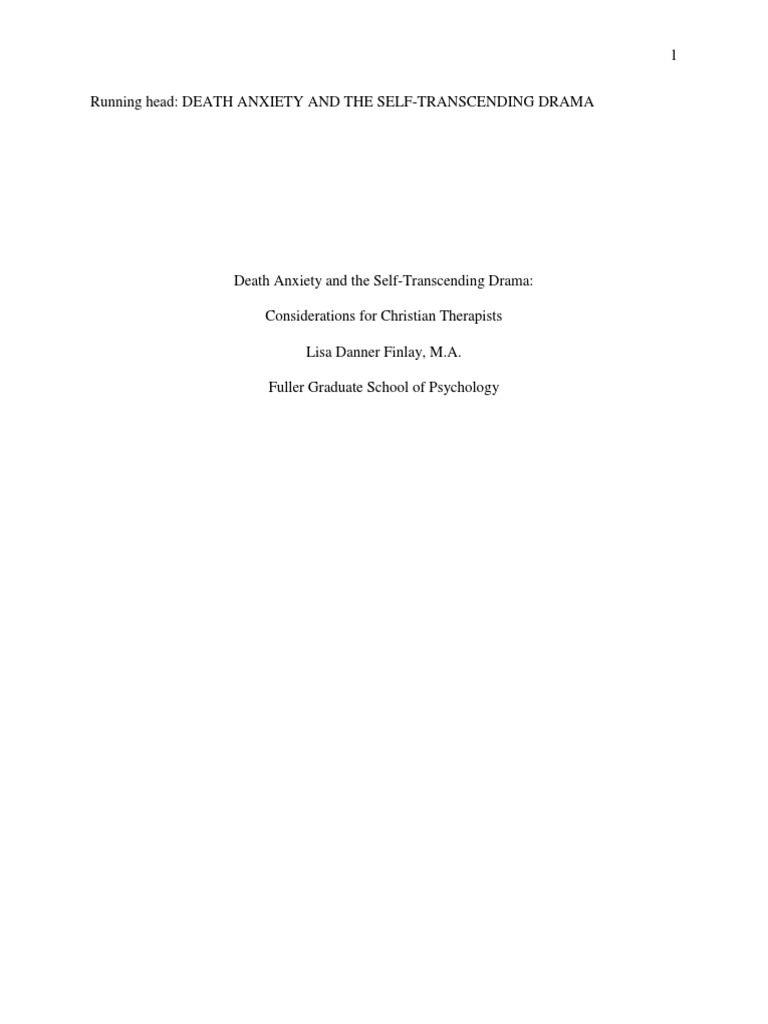 2011 Lisa Finlay Death Anxiety and The Self Transcending Drama ...