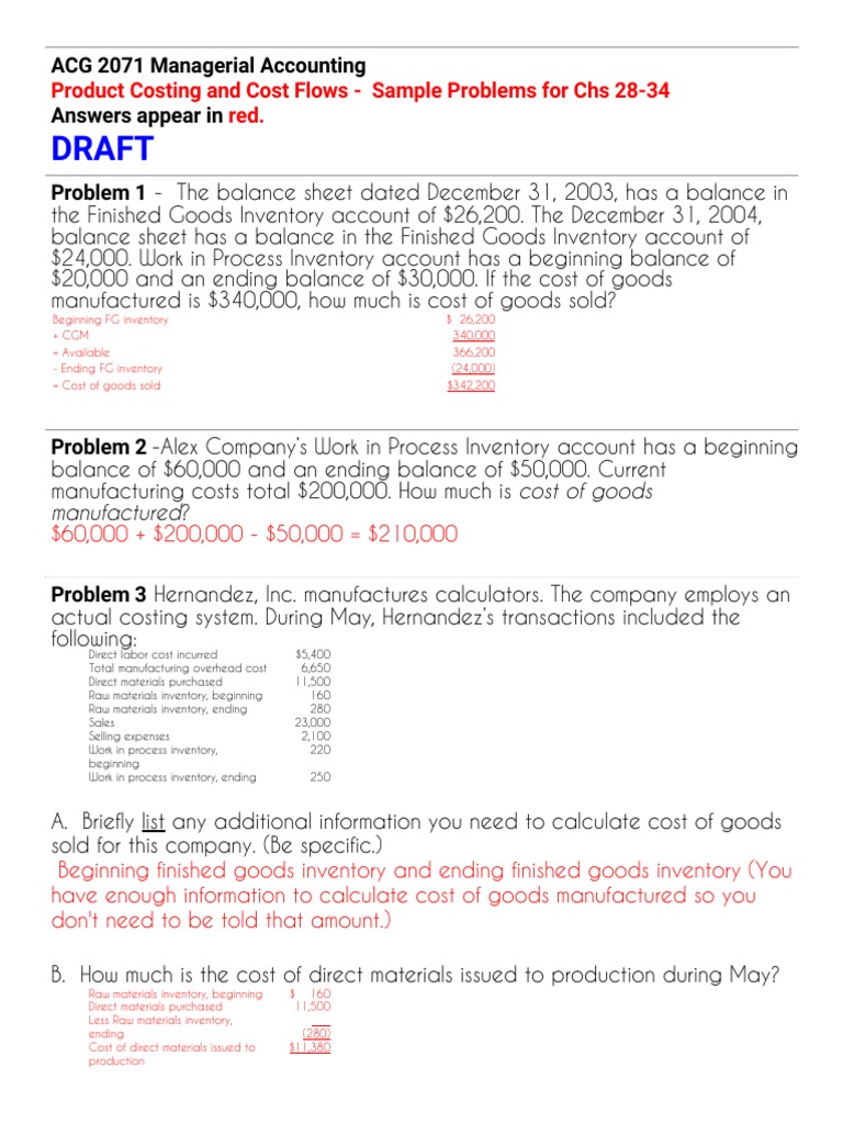 Product Costing Sample Problems | PDF | Cost Of Goods Sold | Inventory