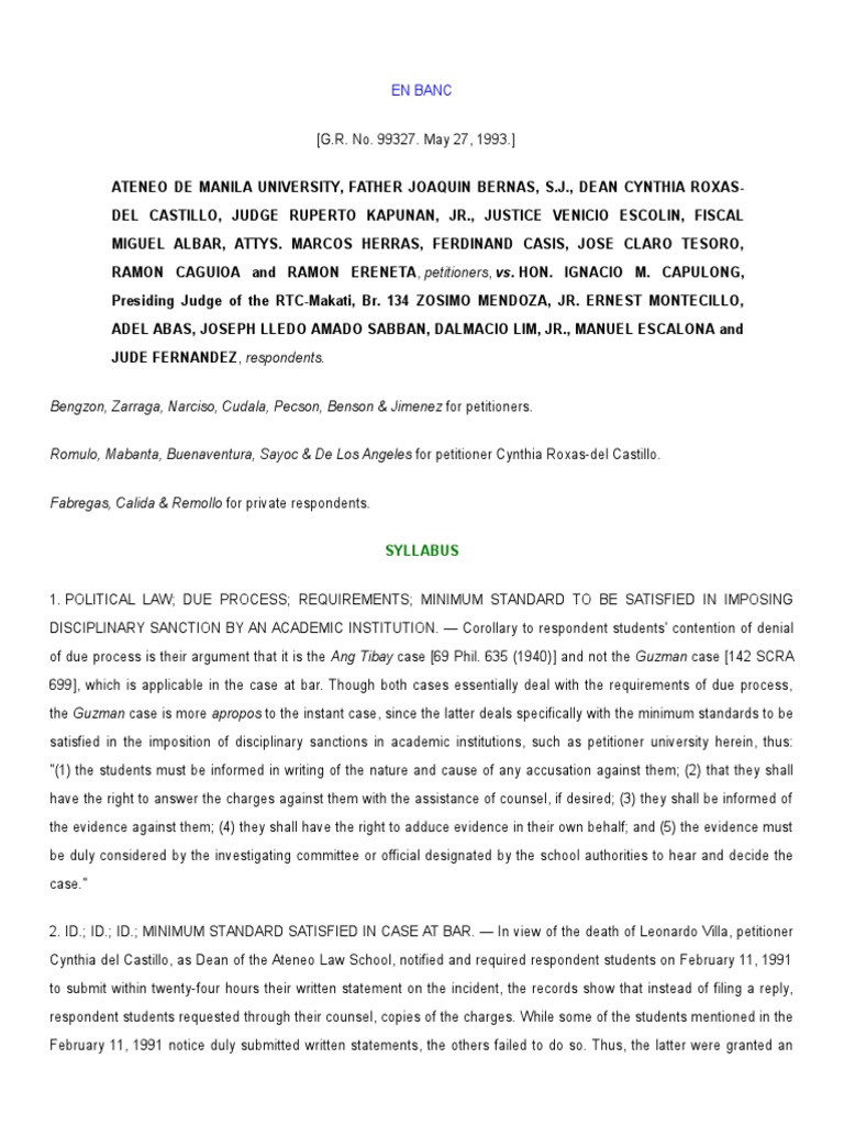 ADMU v. Capulong, G.R. No. 99327, (May 27, 1993) | PDF | Academic Freedom | Injunction