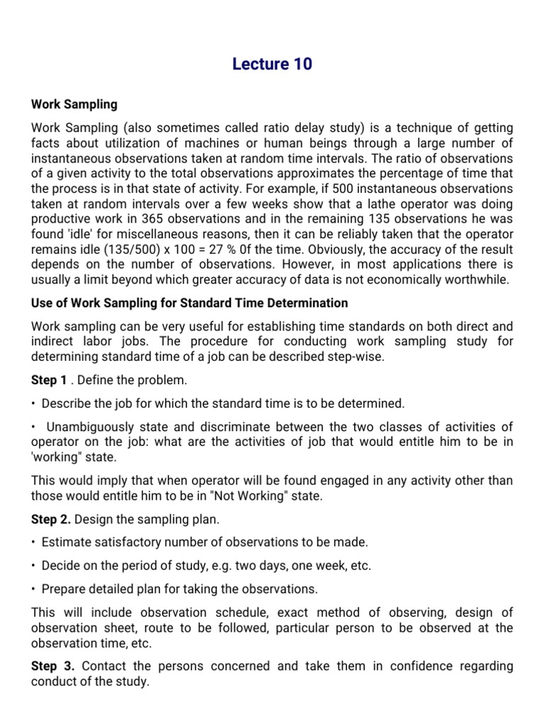 Work Sampling | PDF | Sampling (Statistics) | Confidence Interval