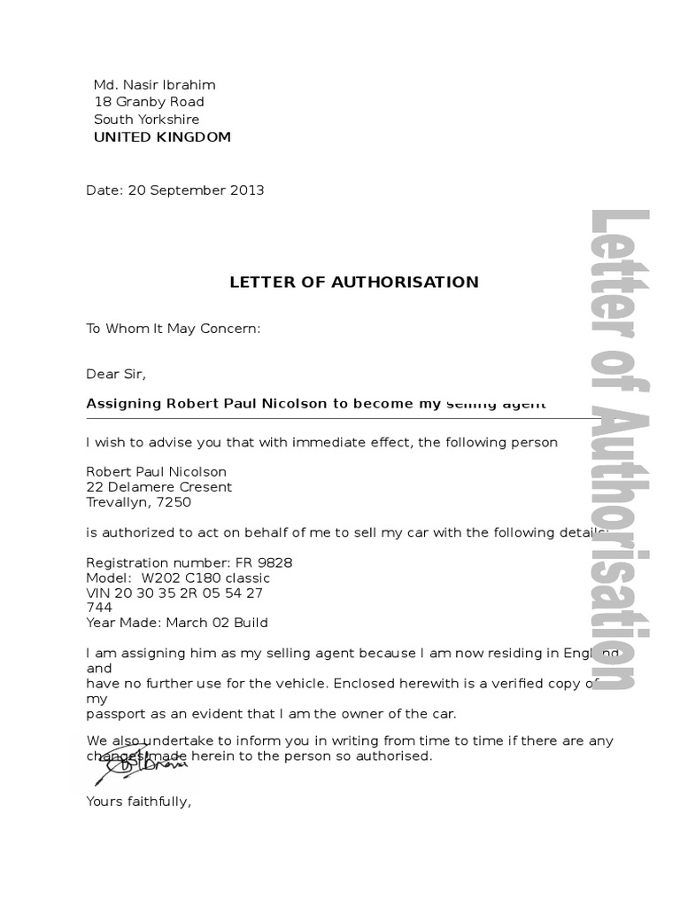 Authorization Letter Sample | PDF
