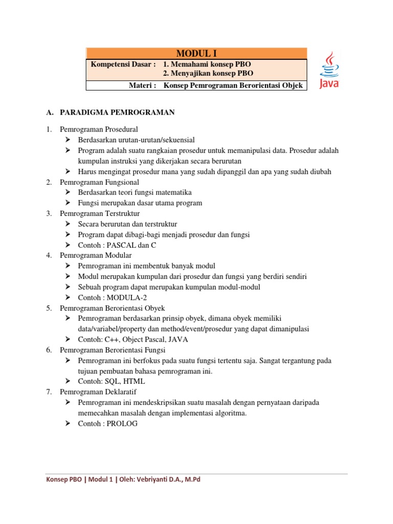 Materi I-Konsep PBO PDF | PDF