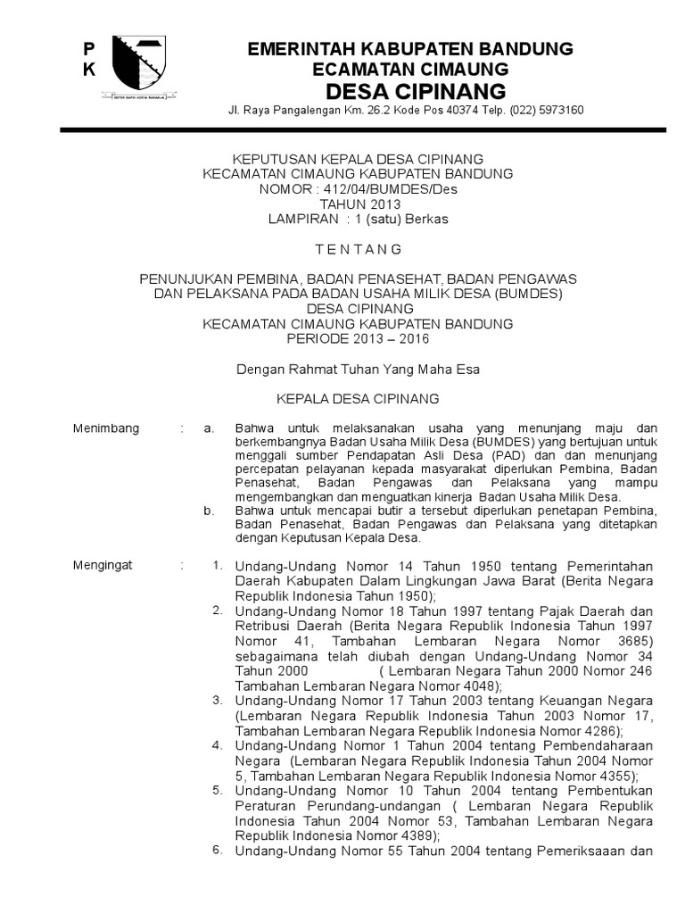 SK Bumdes Baru | PDF