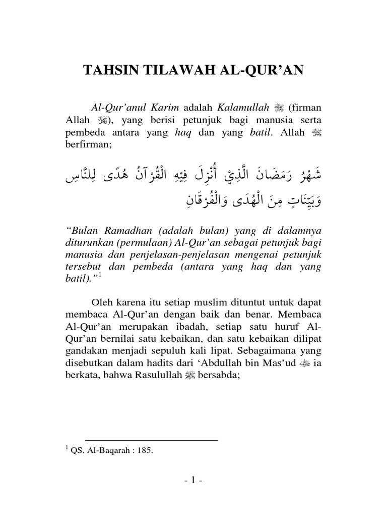 Tahsin Tilawah Al Quran | PDF