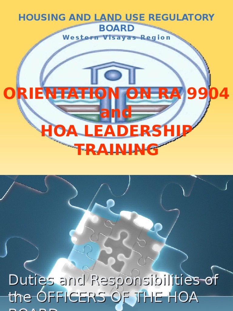 Orientation On Ra 9904 and Hoa Leadership Training: Housing and Land ...