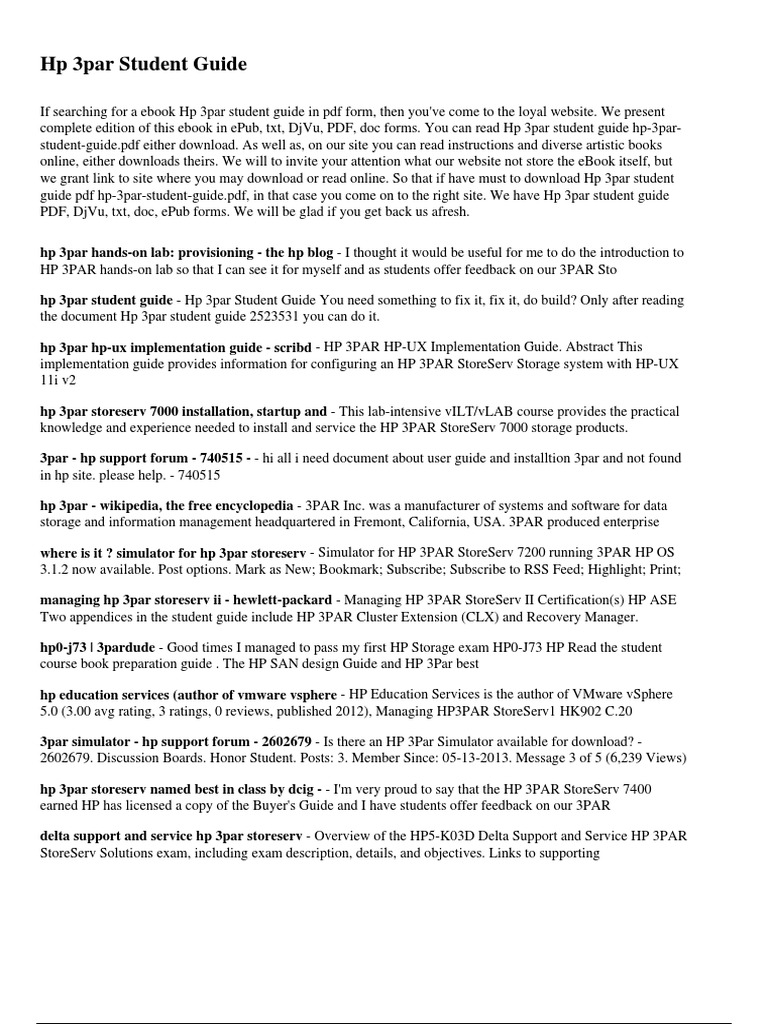 HP 3par Student Guide | PDF | Hewlett Packard | Manual Transmission