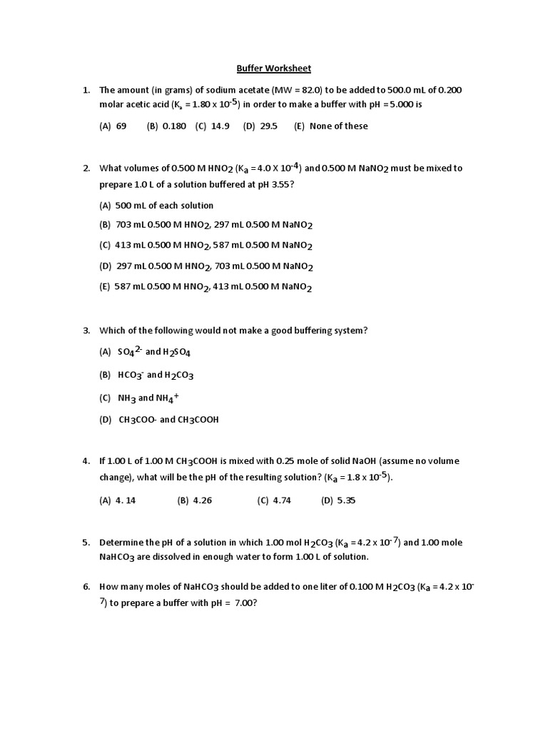 Buffer Worksheet Pdf 