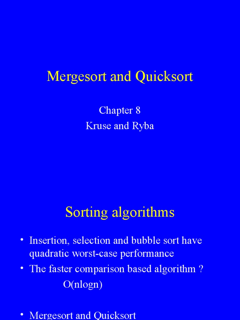 Mergesort and Quicksort | PDF | Mathematical Logic | Mathematical Concepts