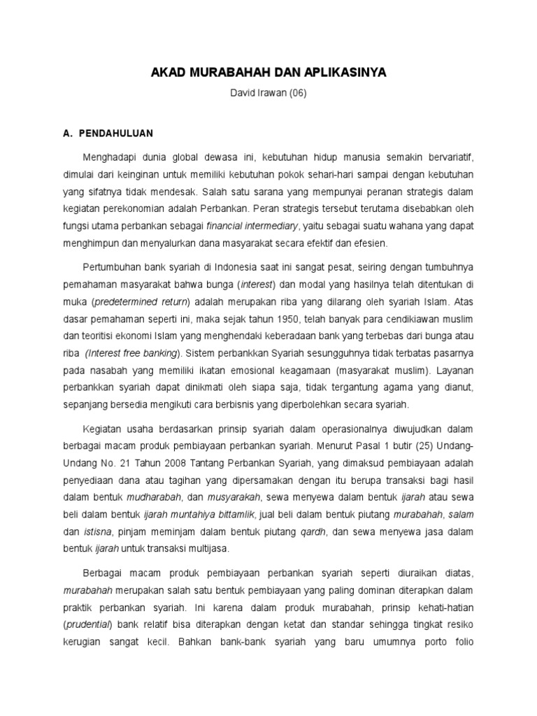 Akad Murabahah Dan Aplikasinya | PDF