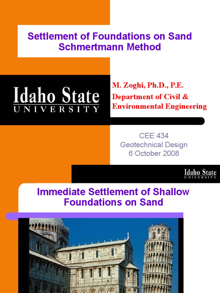 Schmertmann Method for Sand Settlements | PDF | Geotechnical ...