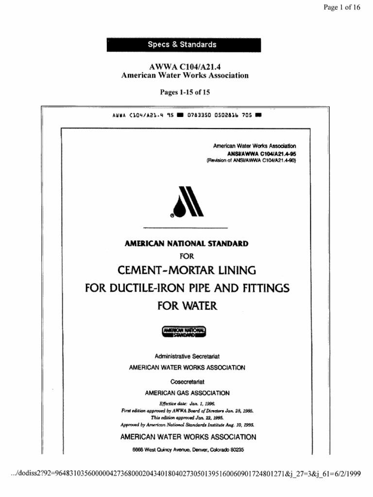 Awwa C104 (1995) | PDF