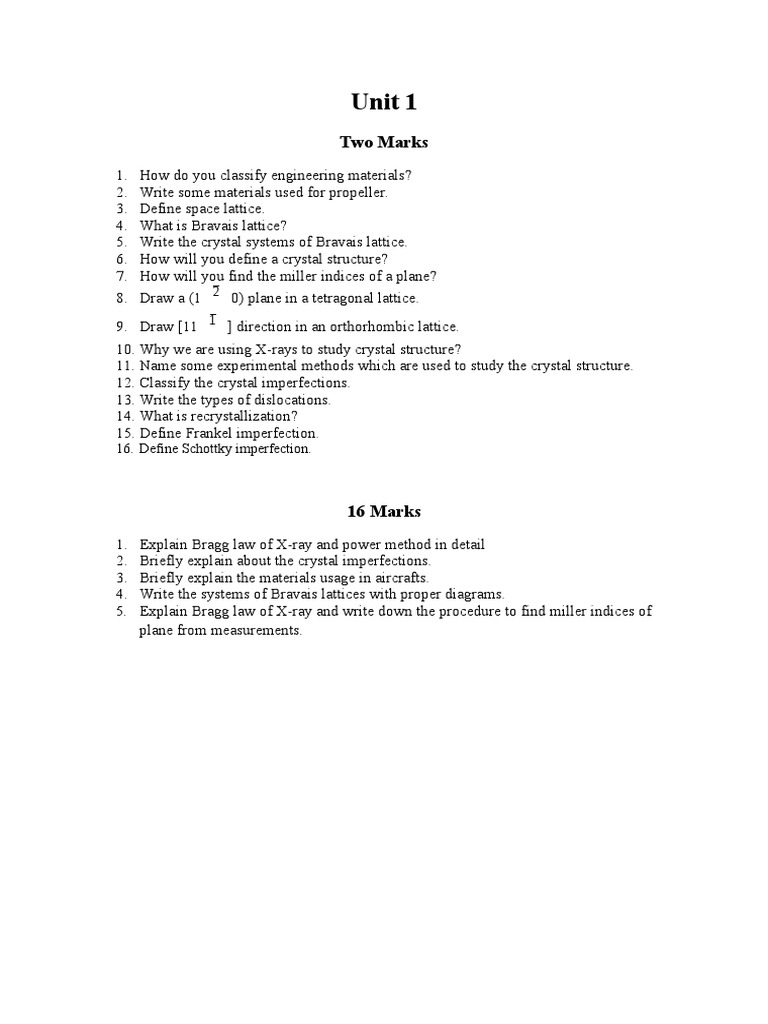 Unit 1: Two Marks | PDF | Corrosion | Heat Treating
