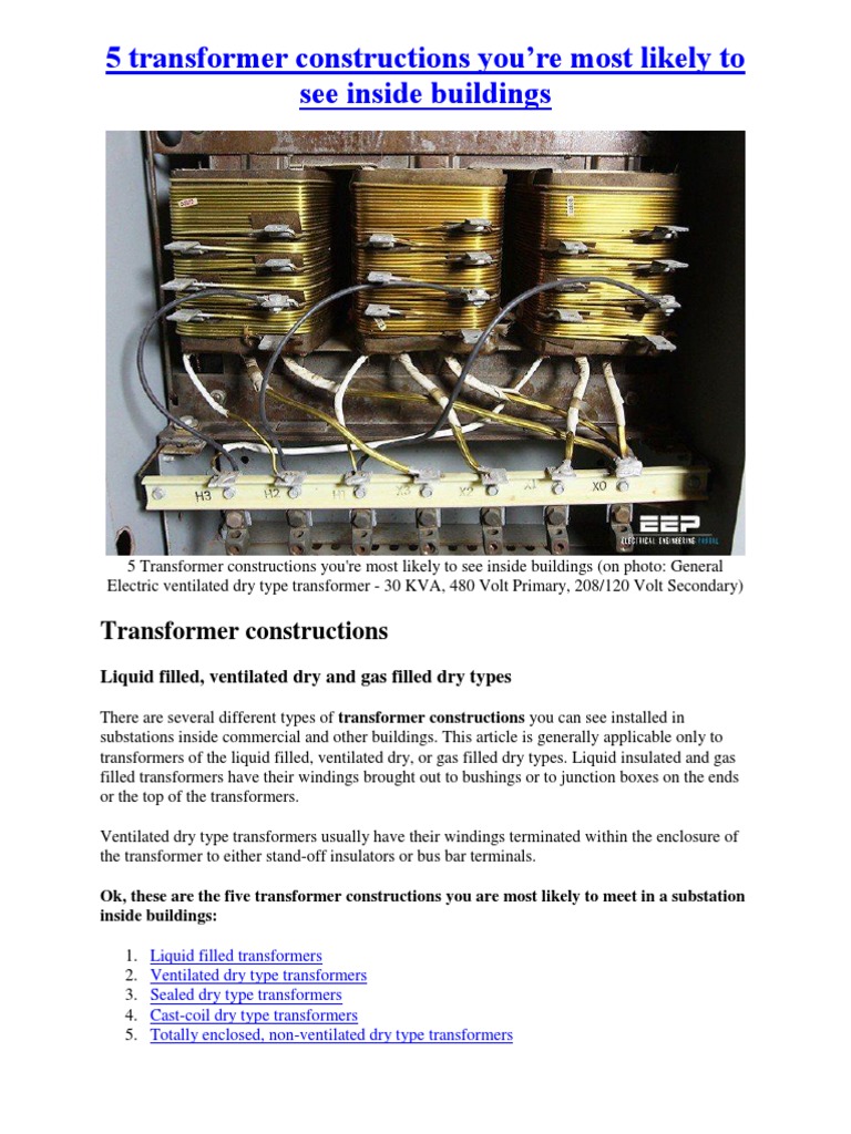 5 Transformer Constructions You 'Re Most Likely To See Inside Buildings ...