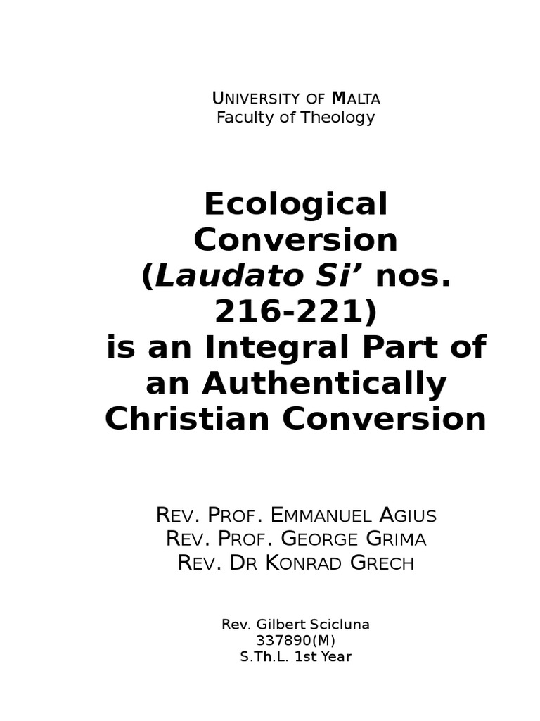 Ecological Conversion | PDF | Pope Francis | Pope John Paul Ii