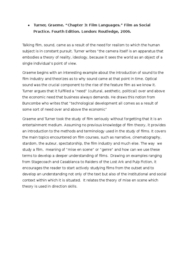 Film Languages Chapter Explains Need for Sound in Cinema | PDF