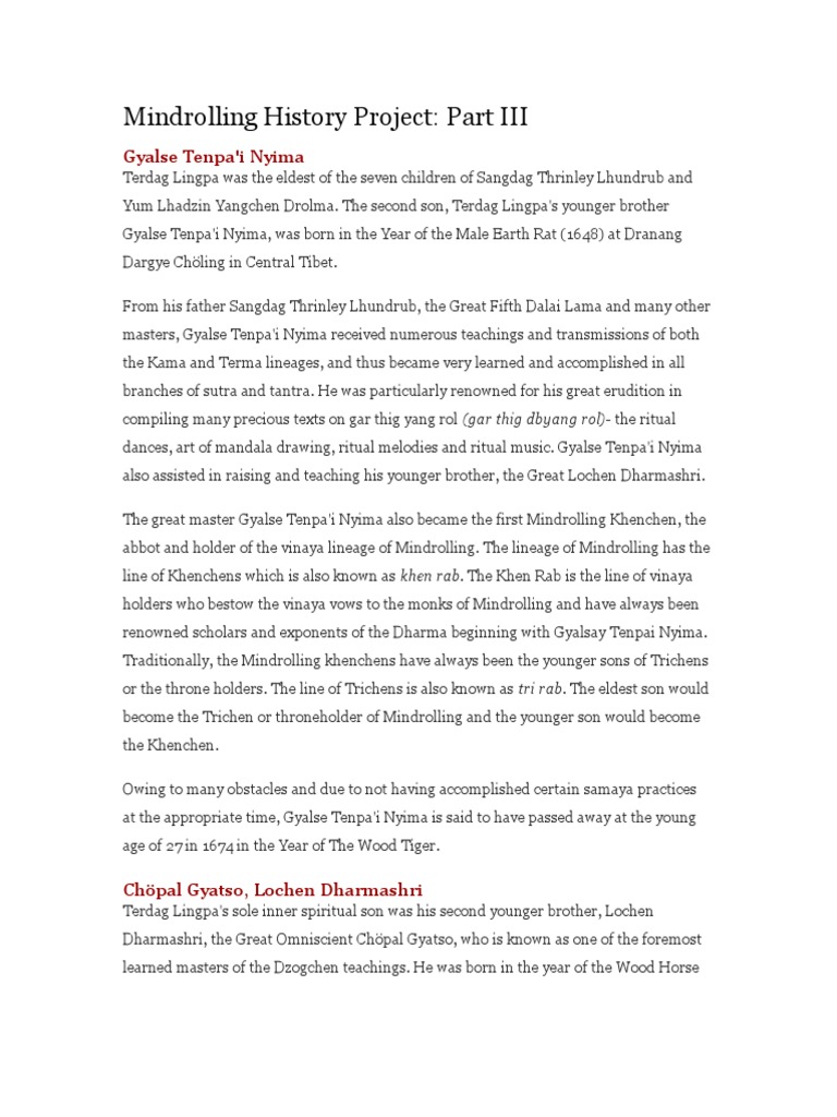 Gyalse Tenpa'i Nyima and Lochen Dharmashri | PDF | Nyingma | Dzogchen