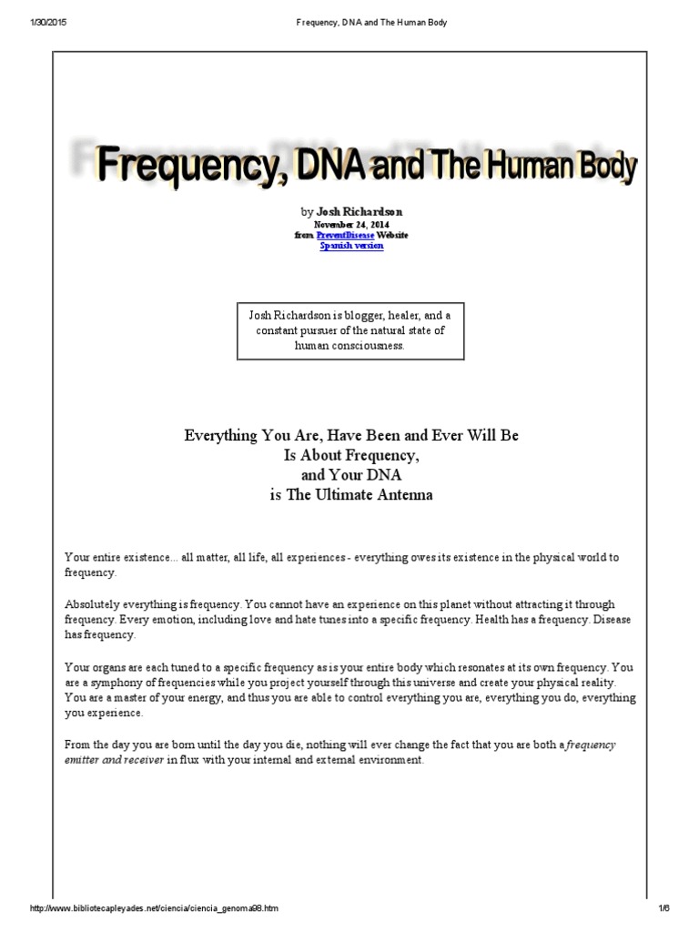Frequency DNA and The Human Bodypdf | PDF | Electromagnetic Radiation ...