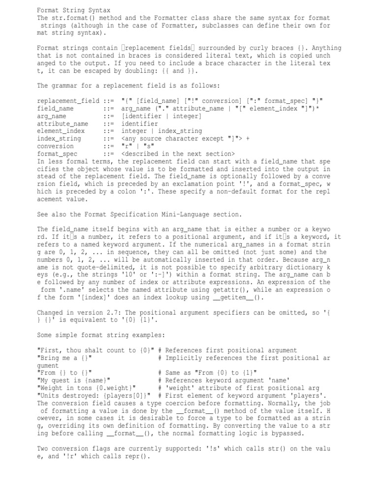 Format String Syntax: Understanding Replacement Fields, Conversions ...