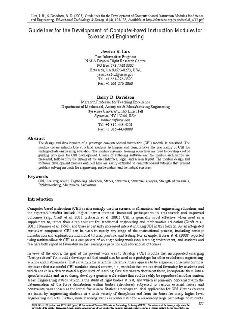 Guidelines For The Development of Computer-Based Instruction Modules ...