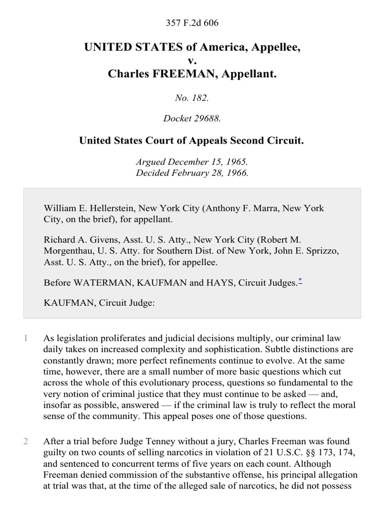 United States v. Charles Freeman, 357 F.2d 606, 2d Cir. (1966) | PDF ...