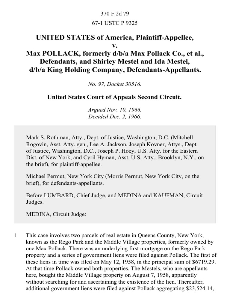 United States v. Max Pollack, Formerly D/B/A Max Pollack Co., and ...