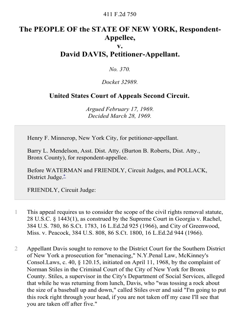 The People of The State of New York v. David Davis, 411 F.2d 750, 2d ...