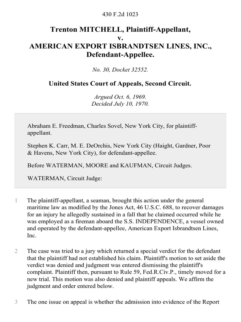 Trenton Mitchell v. American Export Isbrandtsen Lines, Inc., 430 F.2d ...