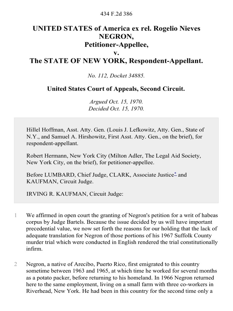 United States of America Ex Rel. Rogelio Nieves Negron v. The State of ...