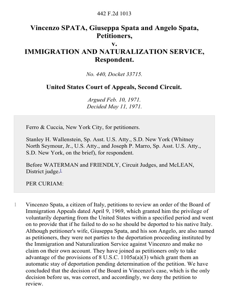 Vincenzo Spata, Giuseppa Spata and Angelo Spata v. Immigration and ...